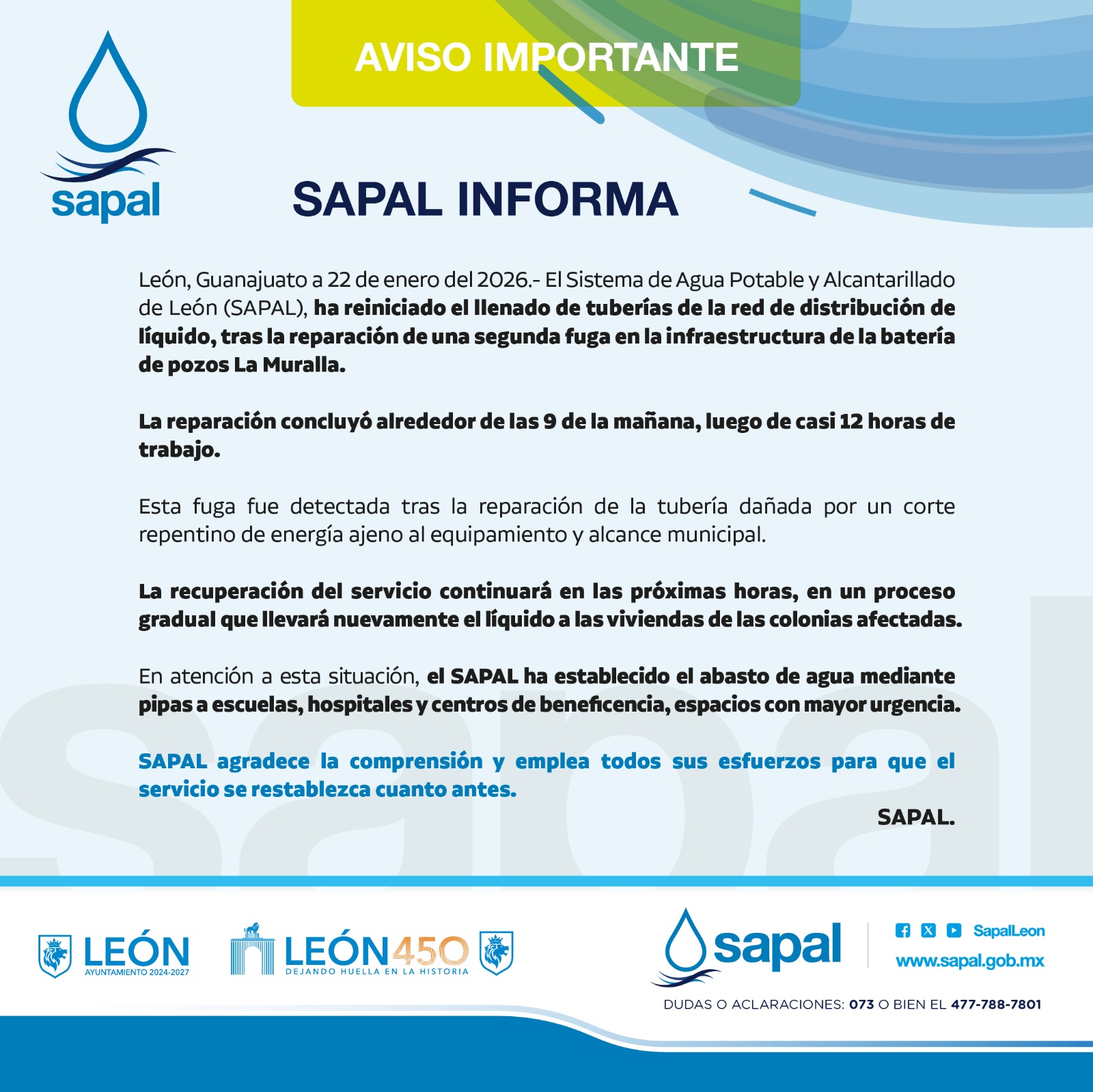 SAPAL - Sistema de Agua Potable y Alcantarillado de León